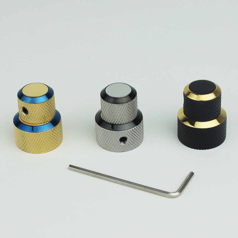 Dual Knurled Dome Control Knobs Dia. 6.4/8mm CNC Solid Brass for Guitar | Guyker