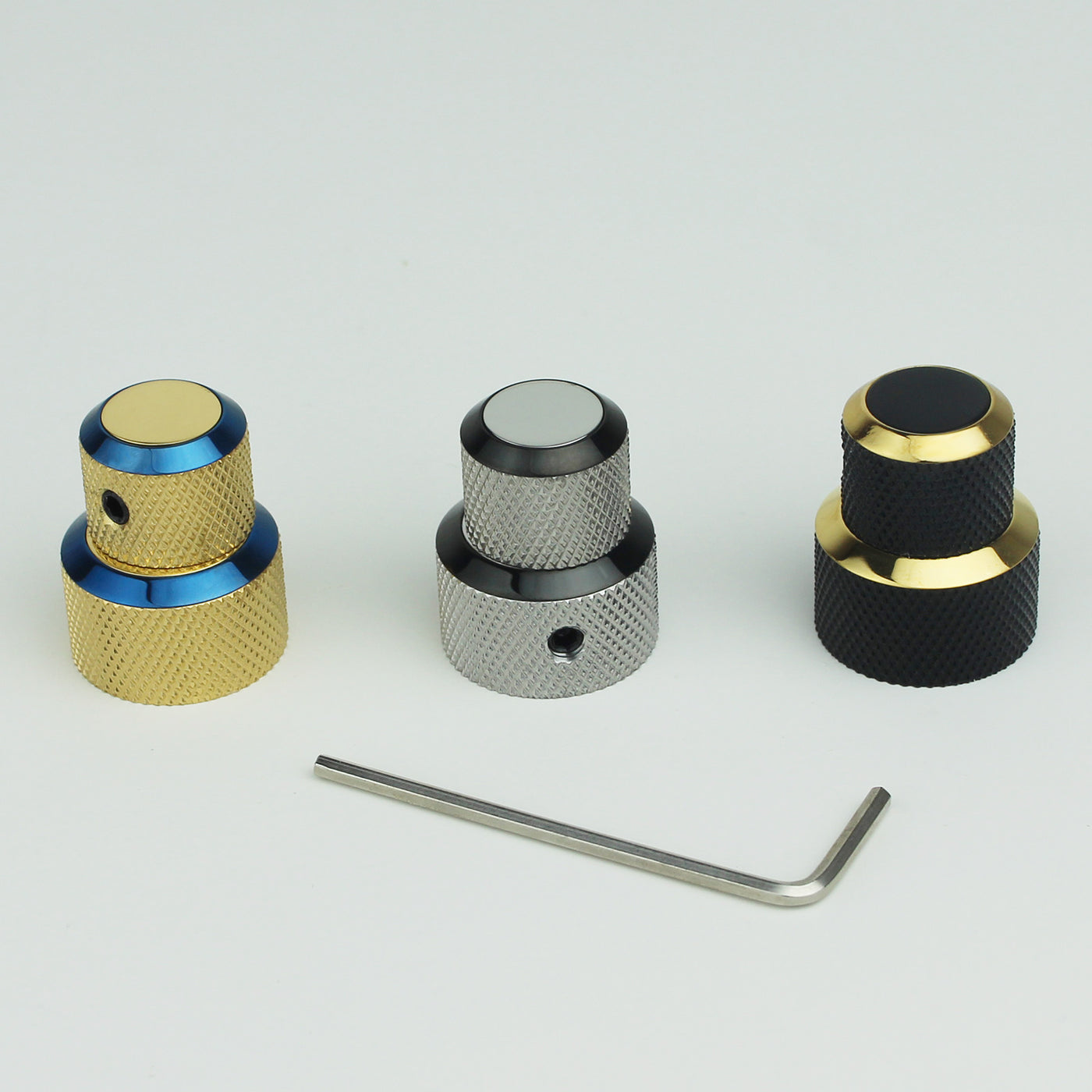 Dual Knurled Dome Control Knobs Dia. 6.4/8mm CNC Solid Brass for Guitar ...