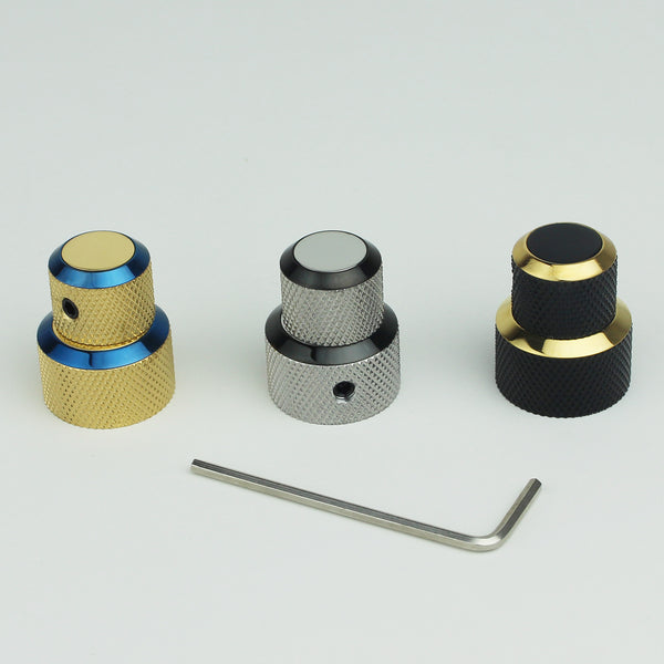 Dual Knurled Dome Control Knobs Dia. 6.4/8mm CNC Solid Brass for Guitar ...