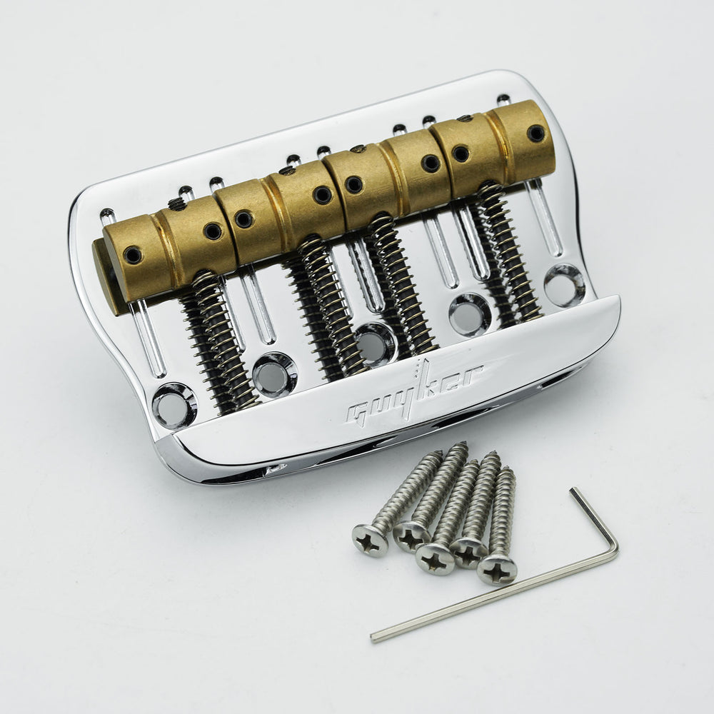Zinc Alloy Fixed Bass Bridge with Brass Saddles 4-String Vintage Style | Guyker